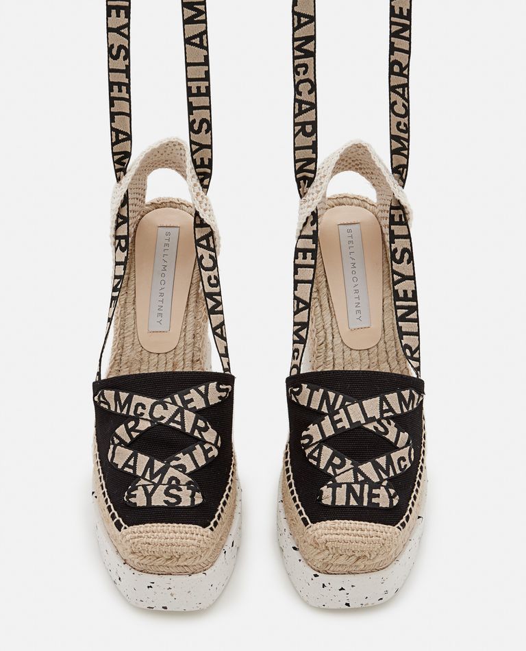 Stella Mccartney Gaia Logo Strap Canvas Platform Wedge Espadrille In ...