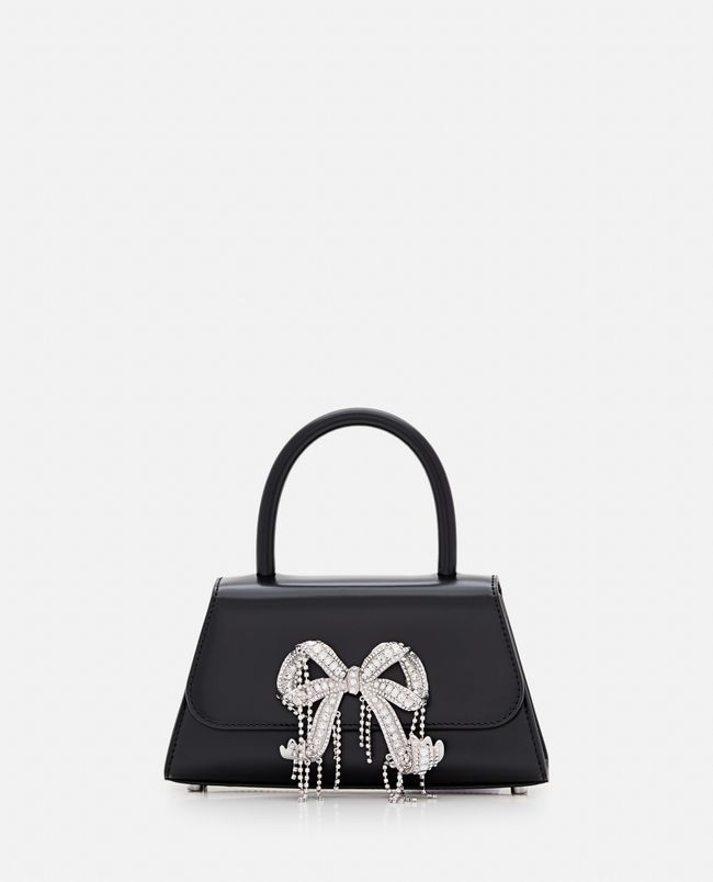 BLACK LEATHER MINI BOW BAG for Women - Self-Portrait sale | Biffi